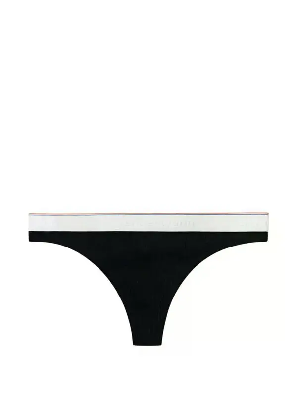 Alexander Wang Logo-waistband Ribbed Thong - Black