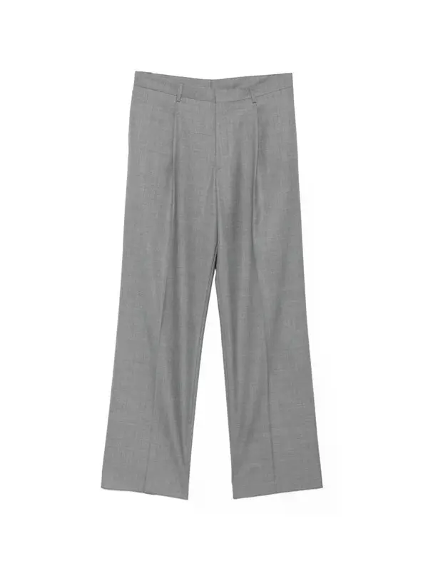 LARDINI Melange Effect Pleated Wide-leg Trousers