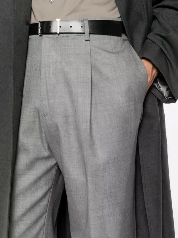 LARDINI Melange Effect Pleated Wide-leg Trousers