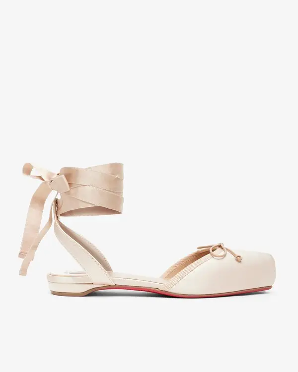 CHRISTIAN LOUBOUTIN Cassia Satin Flats - Beige