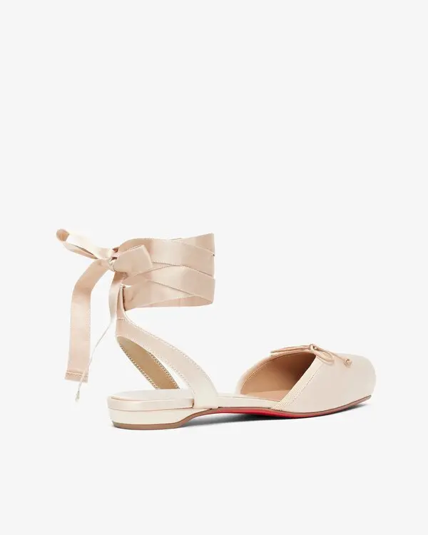 CHRISTIAN LOUBOUTIN Cassia Satin Flats - Beige