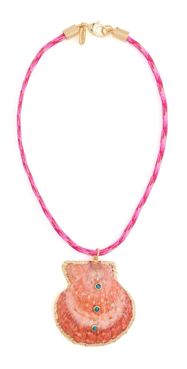 LOGAN TAY Dark Rope Seashell Necklace - Pink