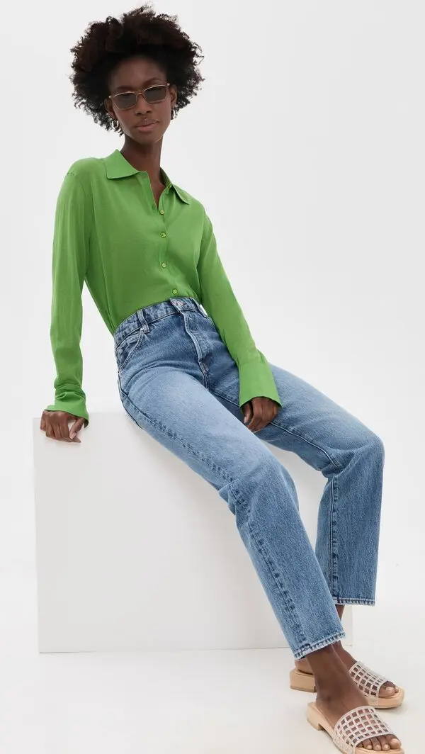 FRAME Collared Fine Knit Cardigan