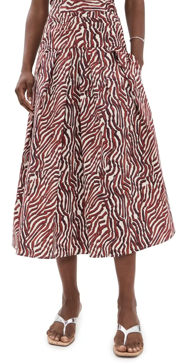 Proenza Schouler White Label Zebra Print Pleated Midi Skirt