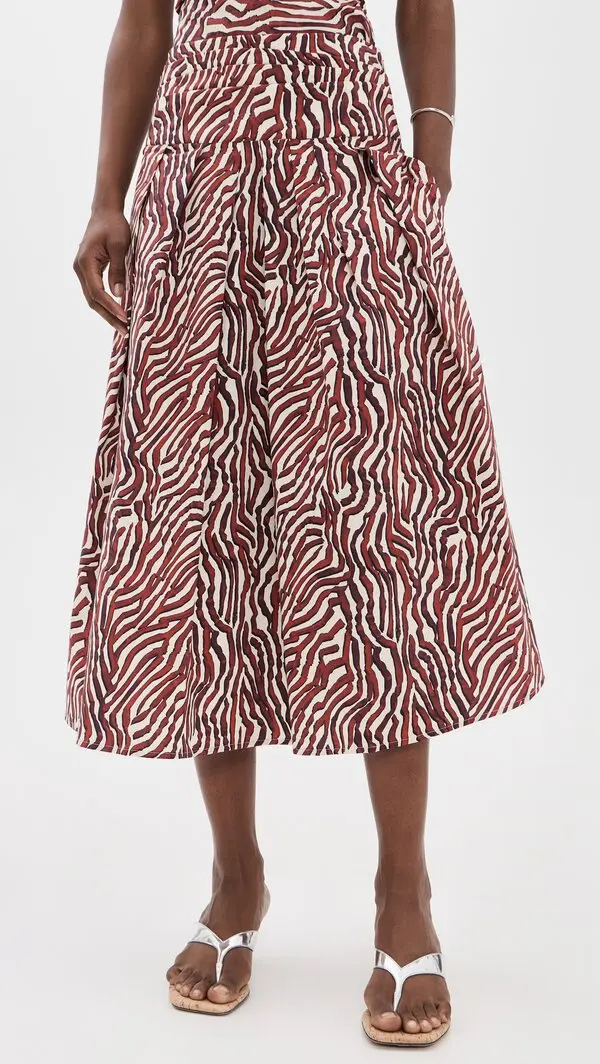 Proenza Schouler White Label Zebra Print Pleated Midi Skirt