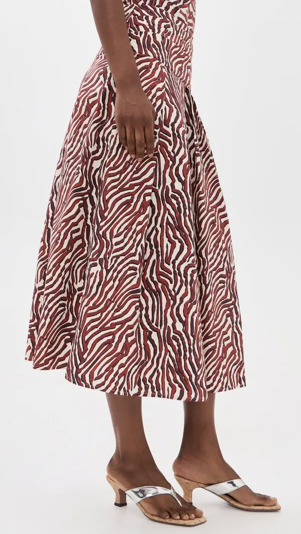 Proenza Schouler White Label Zebra Print Pleated Midi Skirt