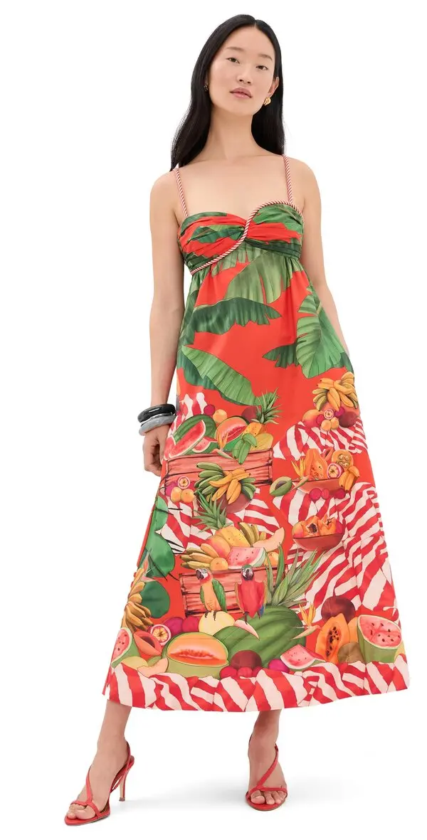 Farm Rio Fruit Trolley Maxi Dress - Fruit Trolley Red