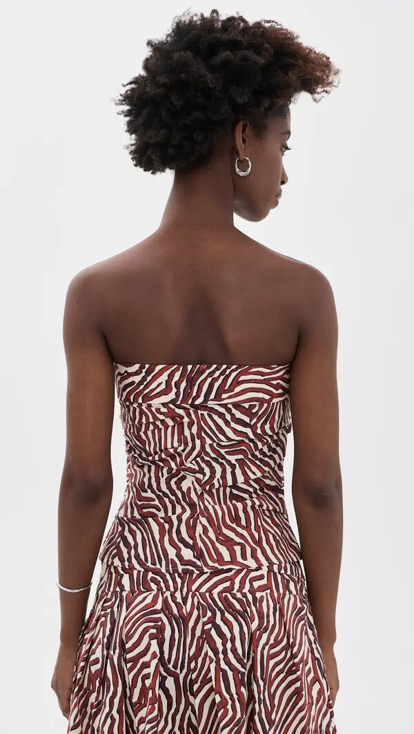 Proenza Schouler White Label Strapless Poplin Top - Rust/cream Multi