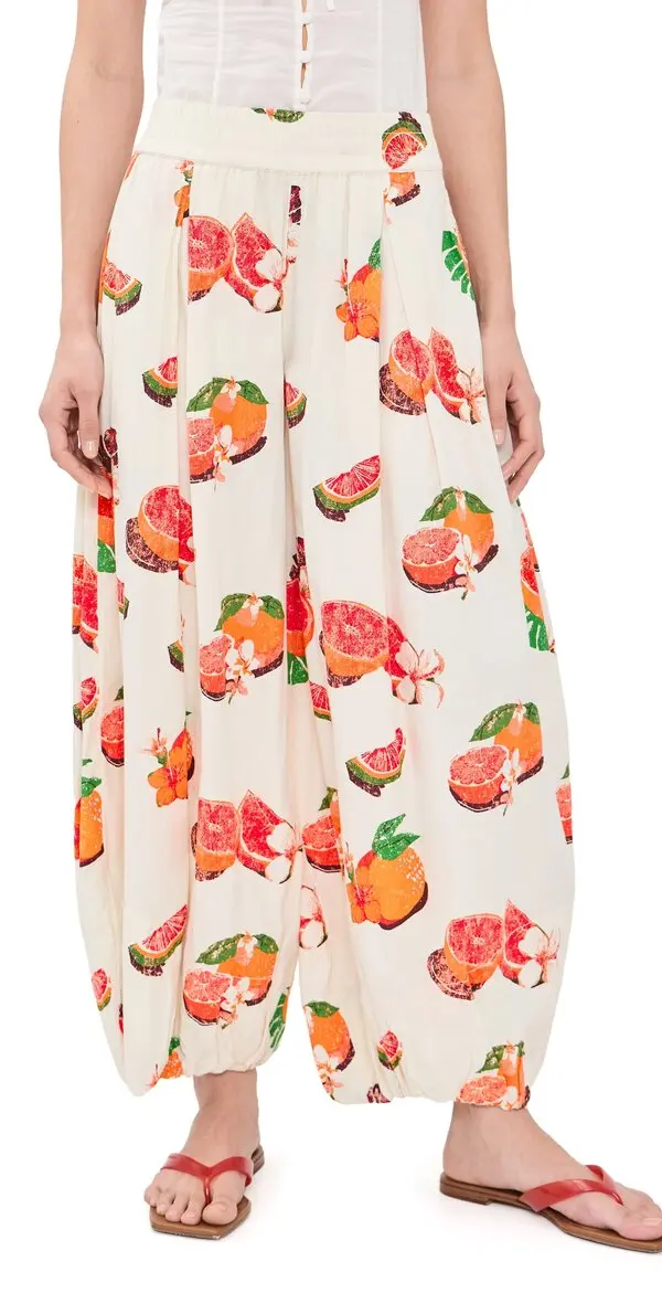 Free People Moonflower Balloon Pants With Fruit Print - Funky Fruits/tea C