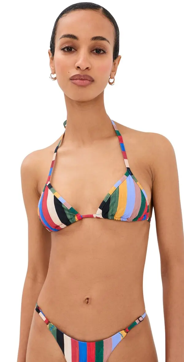Staud Lido Triangle Bikini Top - Artist Stripe
