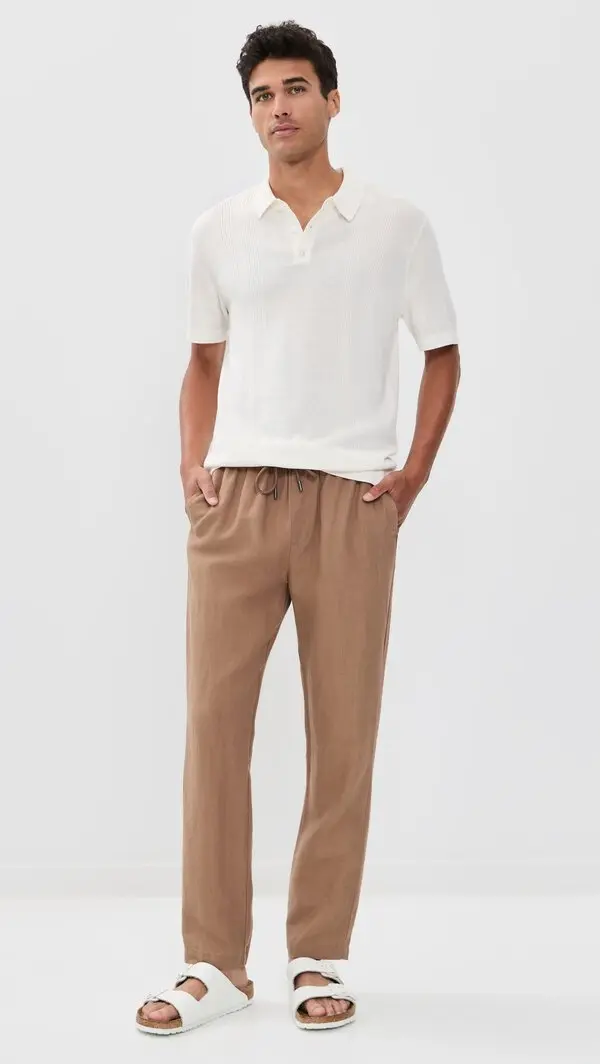Onia Silk Blend Ribbed Knit Polo - Ivory