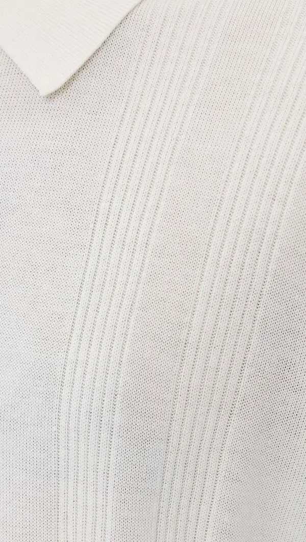 Onia Silk Blend Ribbed Knit Polo - Ivory