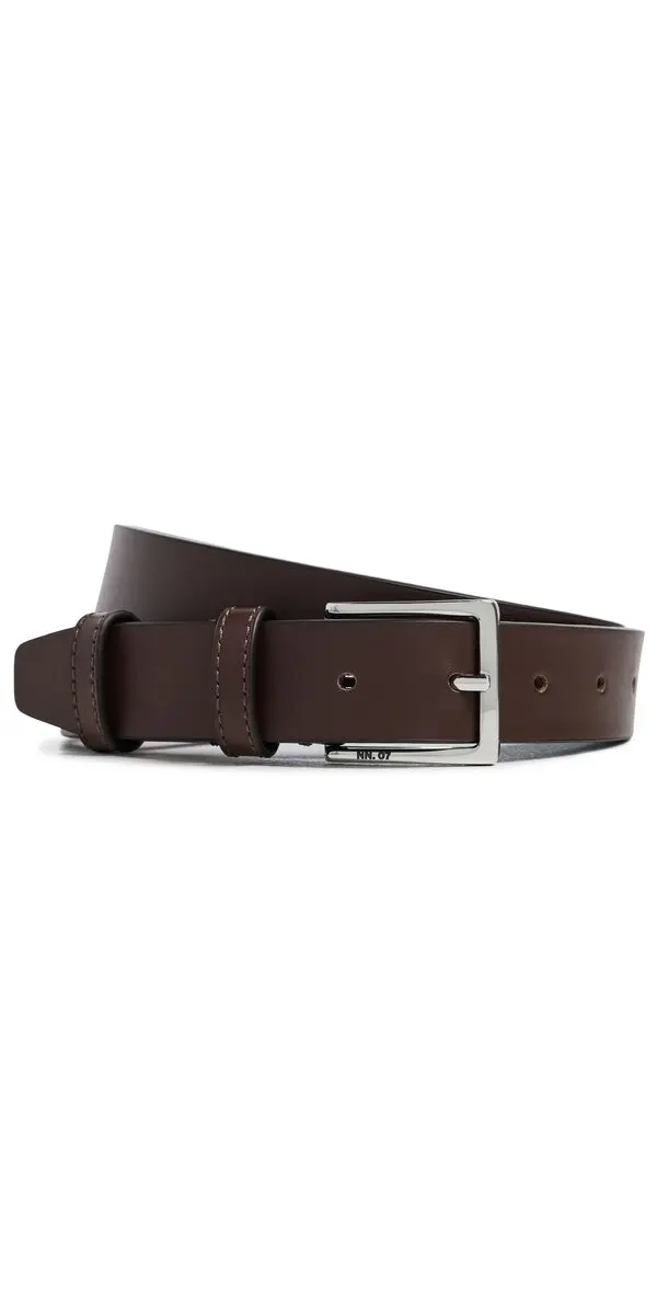 Nn07 Leather Belt With Silver-tone Hardware - Brown