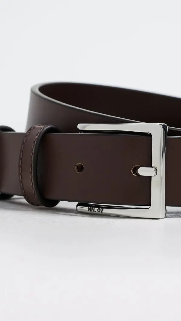 Nn07 Leather Belt With Silver-tone Hardware - Brown