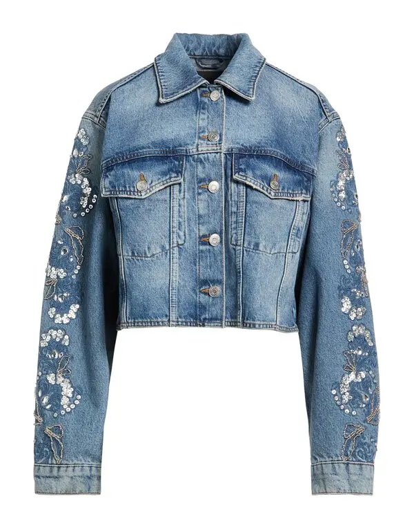 Maje Embellished Denim Trucker Jacket