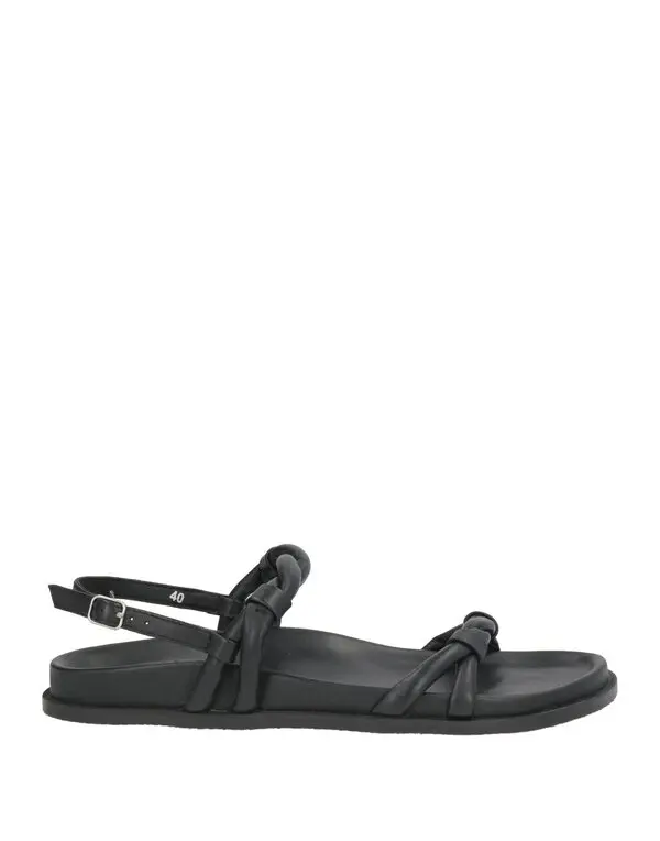 Elena Iachi Leather Slingback Sandals - Black