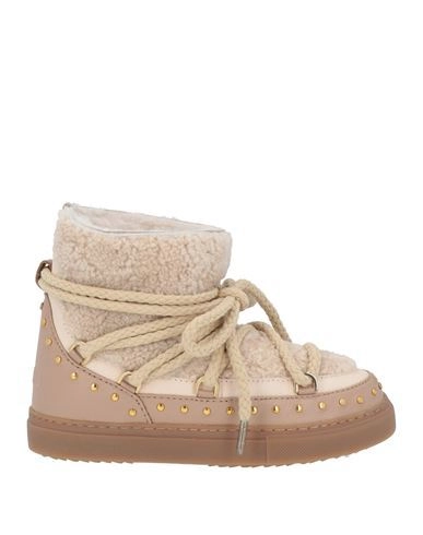Inuikii Shearling Ankle Boots With Embroidered Logo - Beige