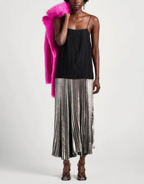 Momoni Pleated Lamé Maxi Skirt