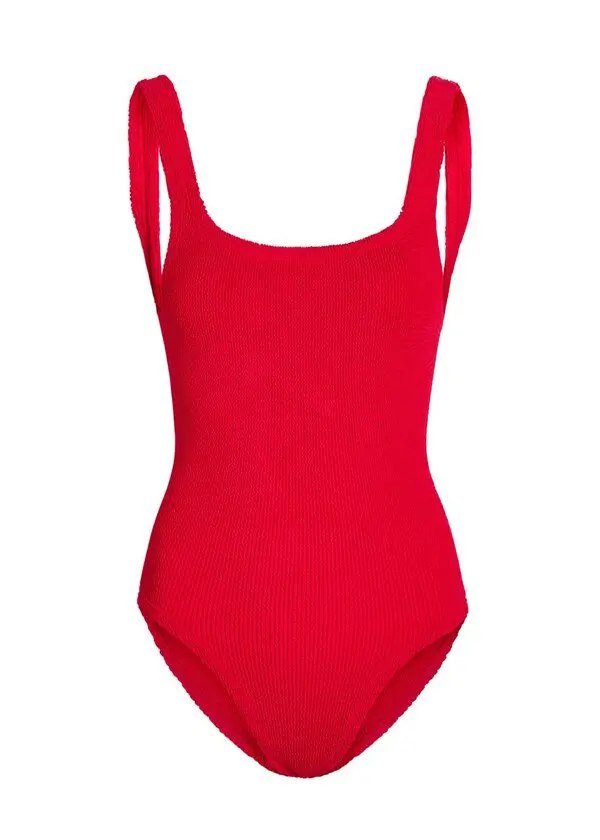 Hunza G Square-neck Crinkle Swimsuit - Red