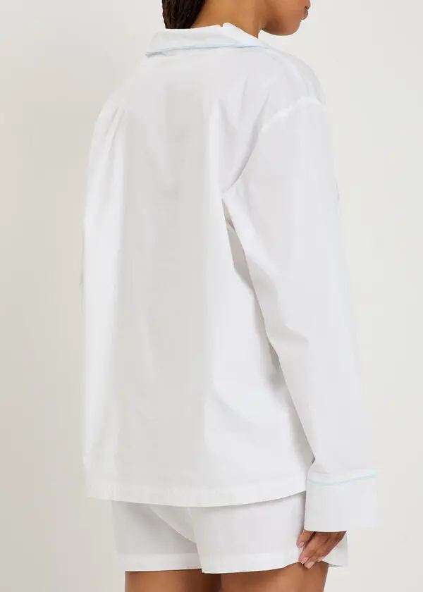 SKIMS Logo-embroidered Stretch-cotton Poplin Pyjama Set - White