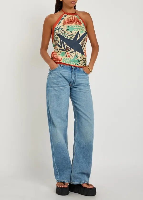 Etro Printed Silk Halter Neck Top