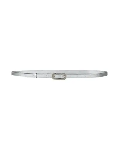 EERA Skinny Metallic Leather Belt - Silver