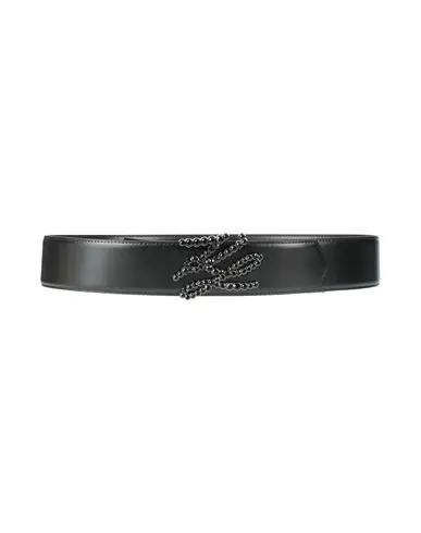 Karl Lagerfeld Leather Wide Belt With Embellished Logo Clasp - Black