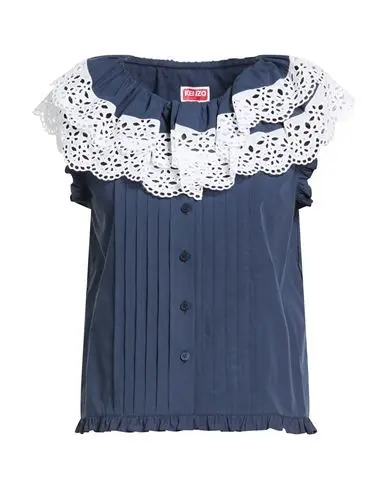 Kenzo Sleeveless Broderie Anglaise Trimmed Poplin Shirt