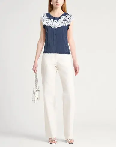 Kenzo Sleeveless Broderie Anglaise Trimmed Poplin Shirt