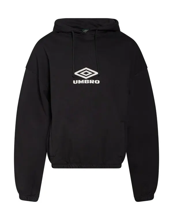 UMBRO Cotton Fleece Hoodie With Embroidered Logo - Black