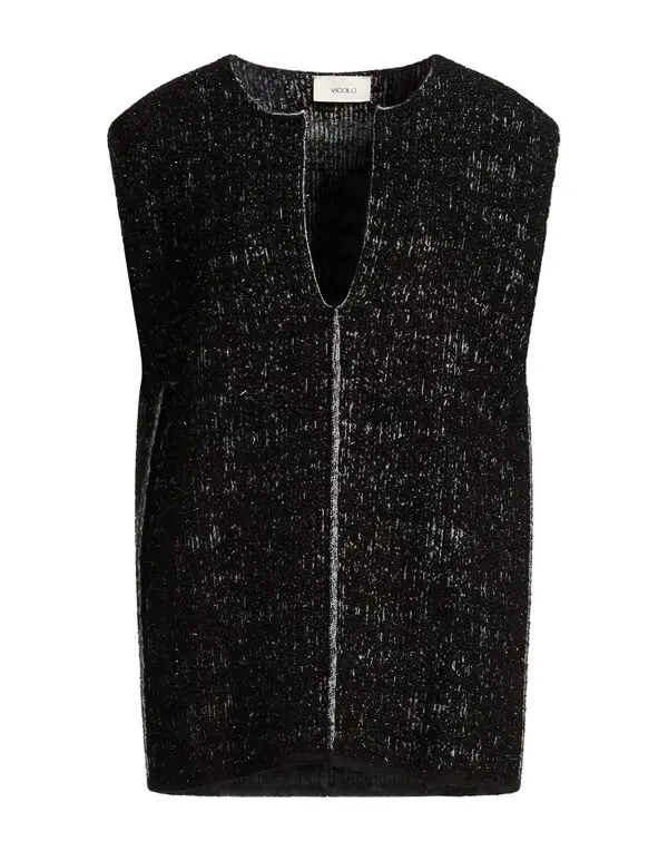 VICOLO Sleeveless V-neck Sweater In Polyacrylic, Polyester, Metallic Fiber, Viscose, And Wool