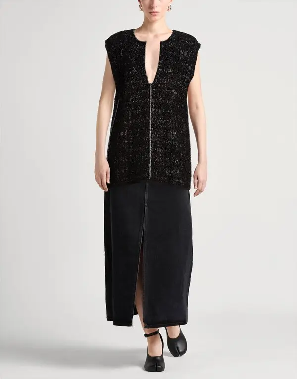 VICOLO Sleeveless V-neck Sweater In Polyacrylic, Polyester, Metallic Fiber, Viscose, And Wool