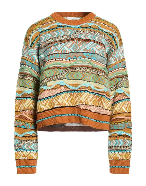 LANEUS Intarsia-knit Sweater With Sequins - Orange
