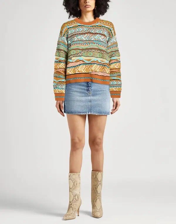 LANEUS Intarsia-knit Sweater With Sequins - Orange