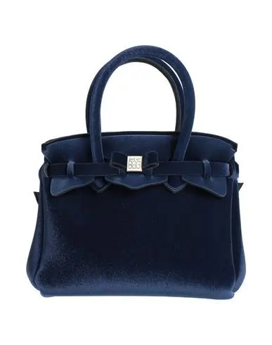 Save My Bag Velvet Tote With Bow Detail - Blue
