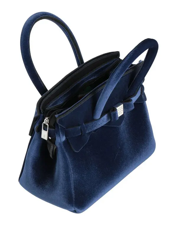 Save My Bag Velvet Tote With Bow Detail - Blue