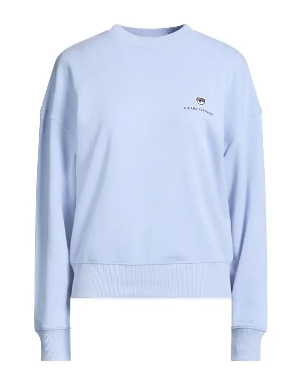 CHIARA FERRAGNI Crewneck Long Sleeve Sweatshirt - Light Blue