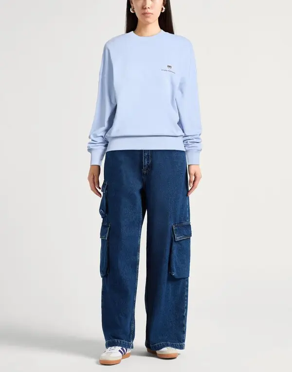 CHIARA FERRAGNI Crewneck Long Sleeve Sweatshirt - Light Blue