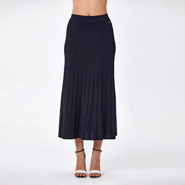 SMART AND JOY Long Pleated Cotton Knit Skirt