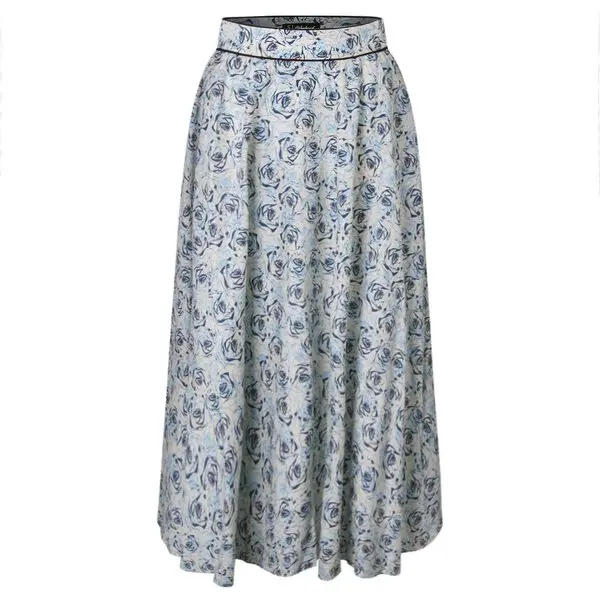 SMART AND JOY Floral-print Cotton Midi Skirt