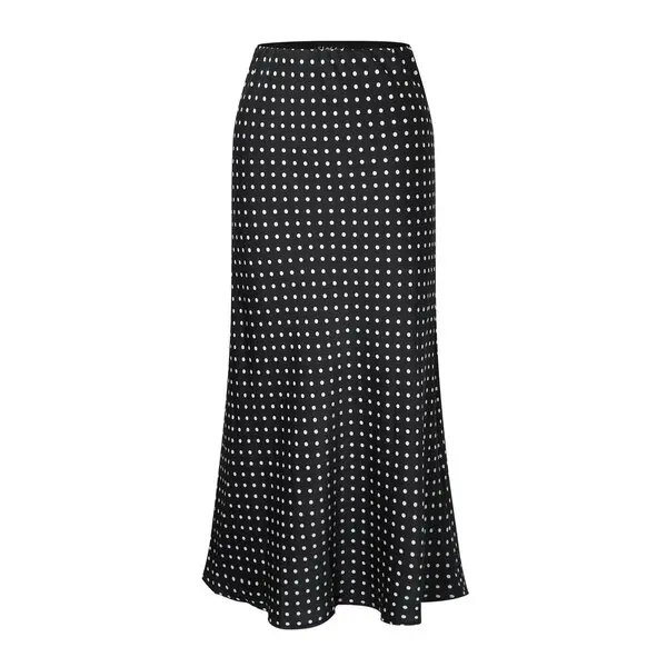 SMART AND JOY Straight-cut Midi Skirt With Polka Dot Print