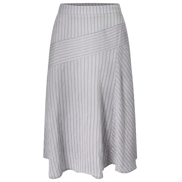 SMART AND JOY Flared Midi Skirt With Stripes - Grey