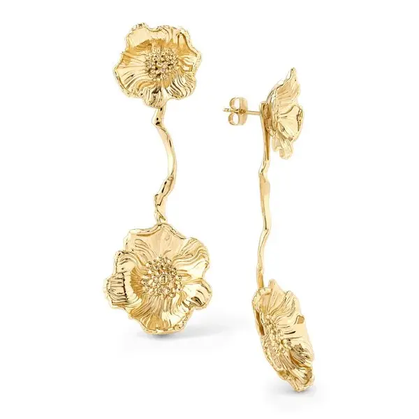 ASTOR & ORION Sculptural Poppy Ear Jacket Earrings - Gold