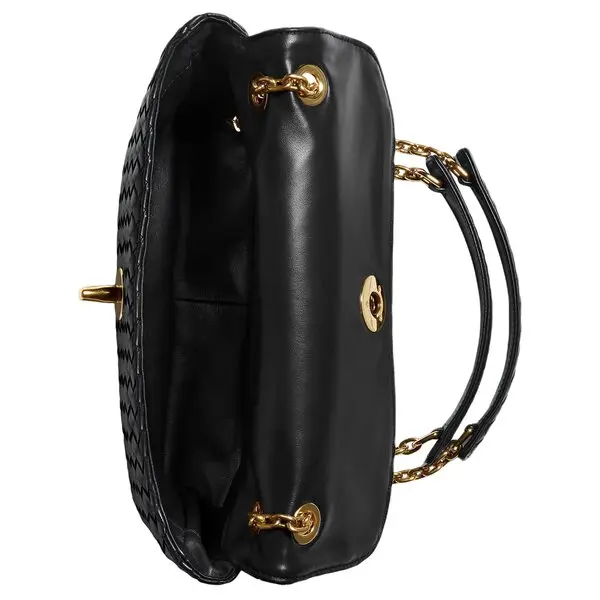 Bottega Veneta Madison Woven Lambskin Shoulder Bag - Black