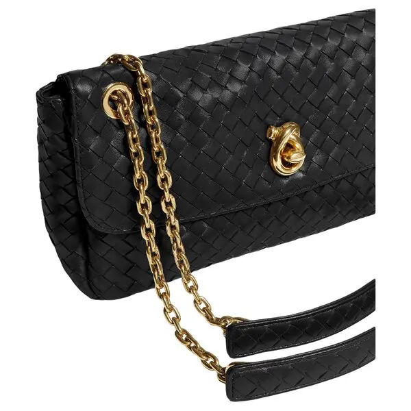 Bottega Veneta Madison Woven Lambskin Shoulder Bag - Black