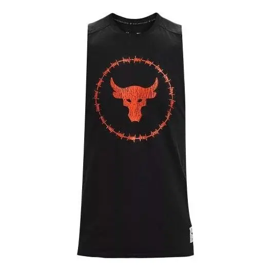 Under Armour Project Rock Charged Cotton Tank 'black Orange - Black/orange