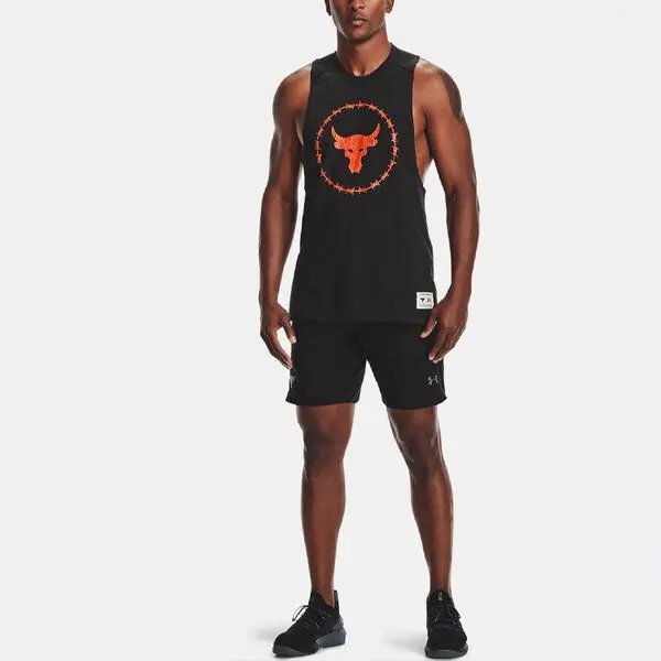 Under Armour Project Rock Charged Cotton Tank 'black Orange - Black/orange