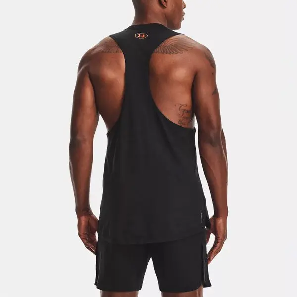 Under Armour Project Rock Charged Cotton Tank 'black Orange - Black/orange