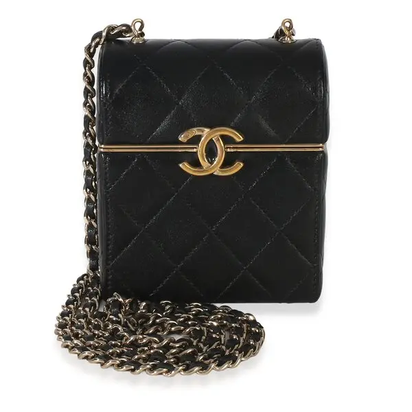 Chanel Quilted Lambskin Box Bag With Chain - Black
