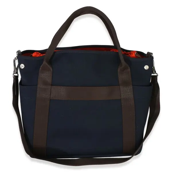 Hermès Bleu Navy Feu Canvas Grooming Bag - Blue